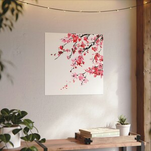 Watercolor Pink Blossom Sakura Print, Pink Cherry Blossom Wall Art ...