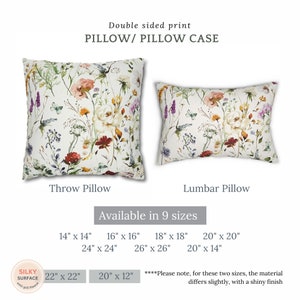 Watercolor Wildflowers Spring Summer Pillow Cover, Colorful Flower ...