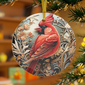 3D Red Cardinal Glass Ornament, Christmas Ornaments Cardinal, Woodland ...