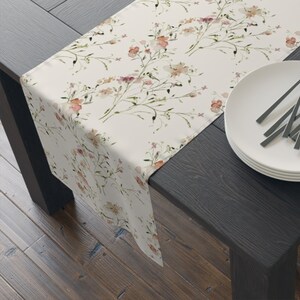 Watercolor Spring Floral Table Runner, Pastel Table Runner, Spring ...