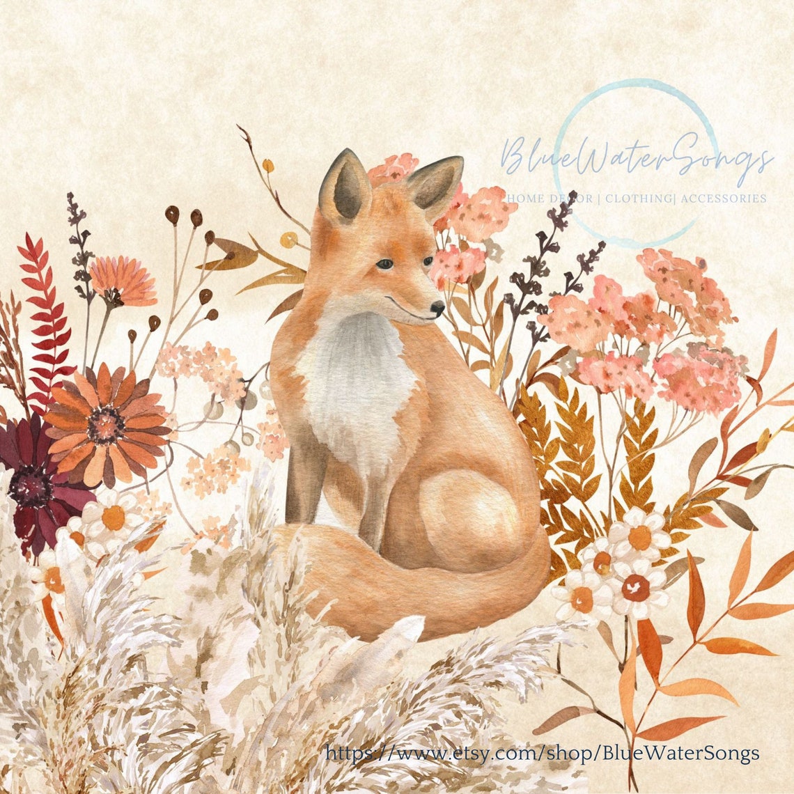 Fox Wall Art Print Watercolor Fox Print Fall Animal Prints - Etsy