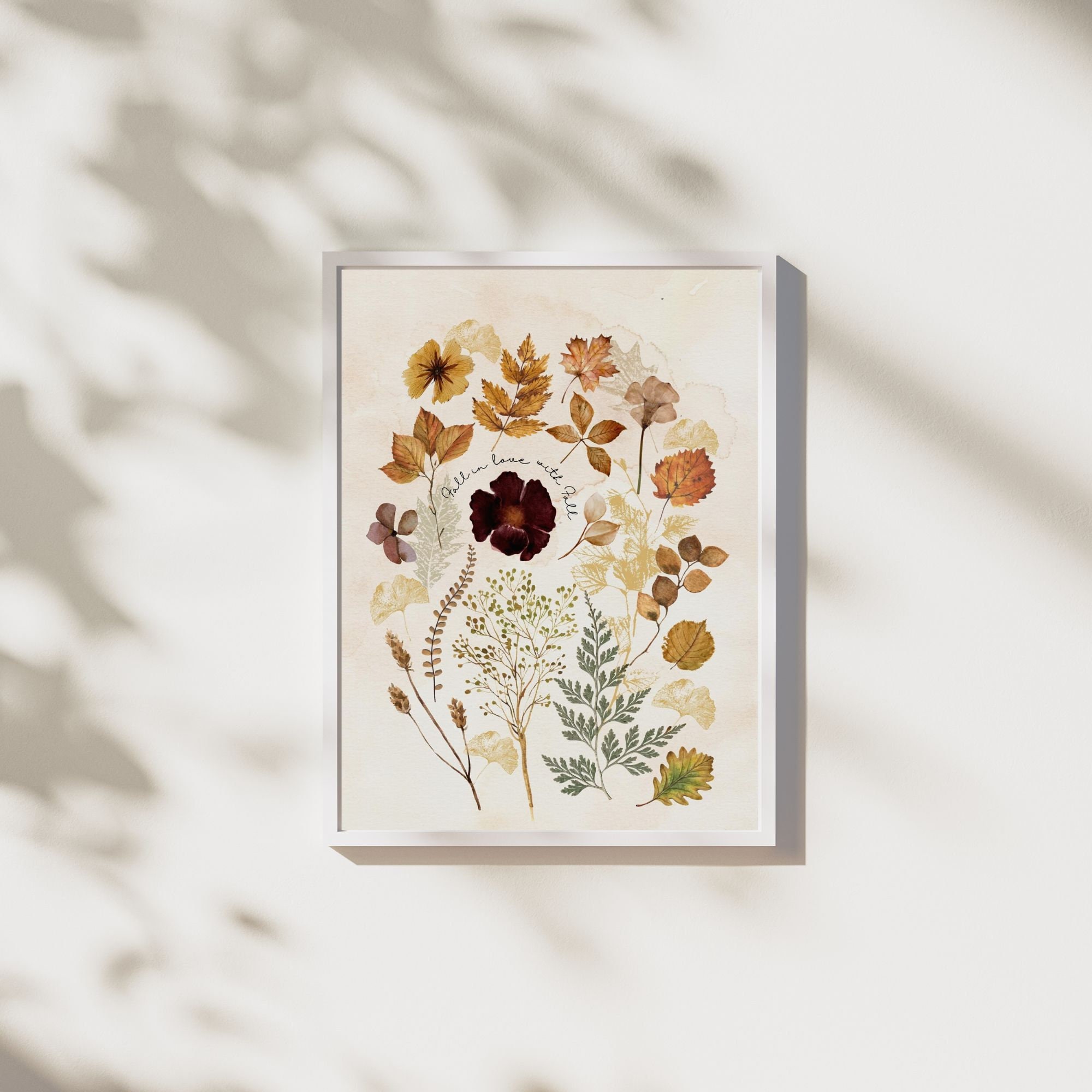 Flowers Art Print Botanical Poster Falling Leaves Fall - Etsy