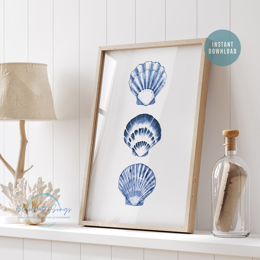 Watercolor Seashell Art Print: Modern Coastal Wall Decor (digital ...