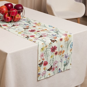 Watercolor Spring Wildflowers Table Runner: Cotton or Polyester - Etsy
