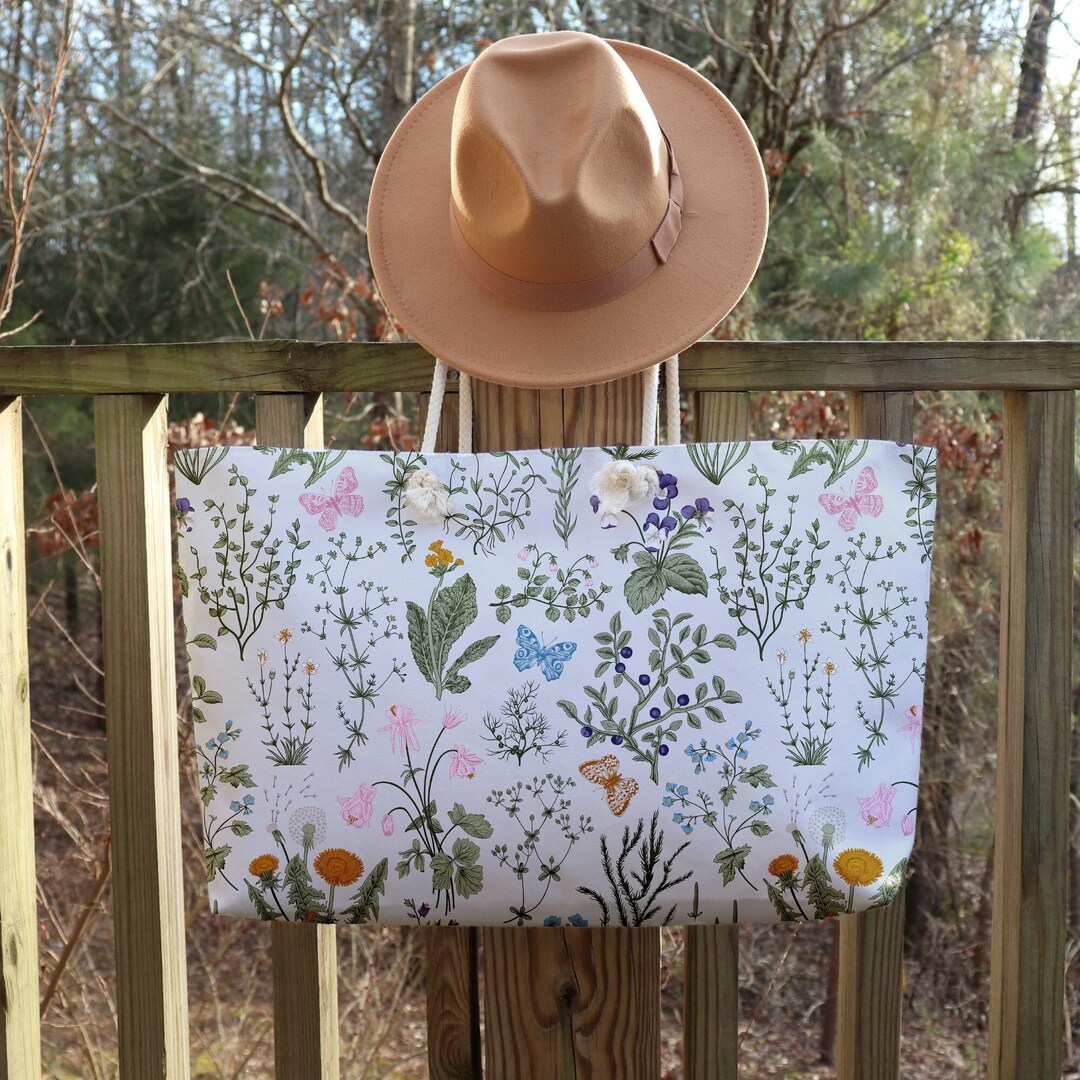Floral Botanical Bag, Floral Weekend Bag, Flowers Bag, Weekend Bag ...