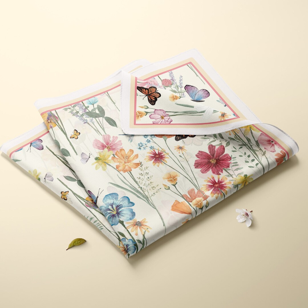 Botanical Scarf, Wildflowers Silk Scarf, Floral Scarf, 100% Silk ...