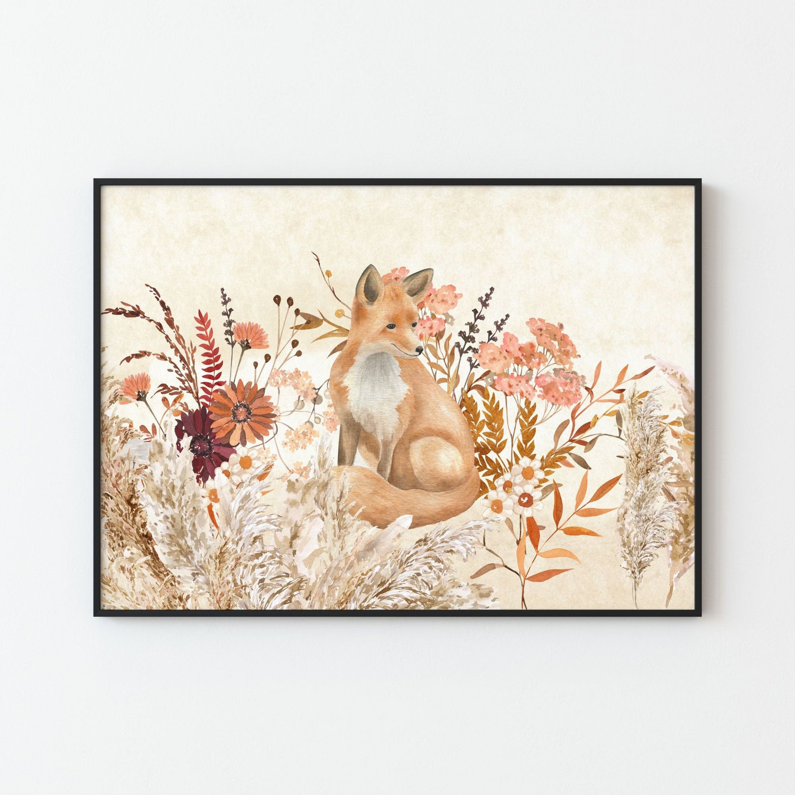 Fox Wall Art Print Watercolor Fox Print Fall Animal Prints - Etsy