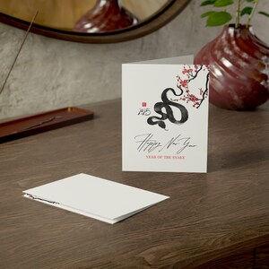 Watercolor Snake Lunar New Year Card, Year of the Snake Minimal Chinese ...