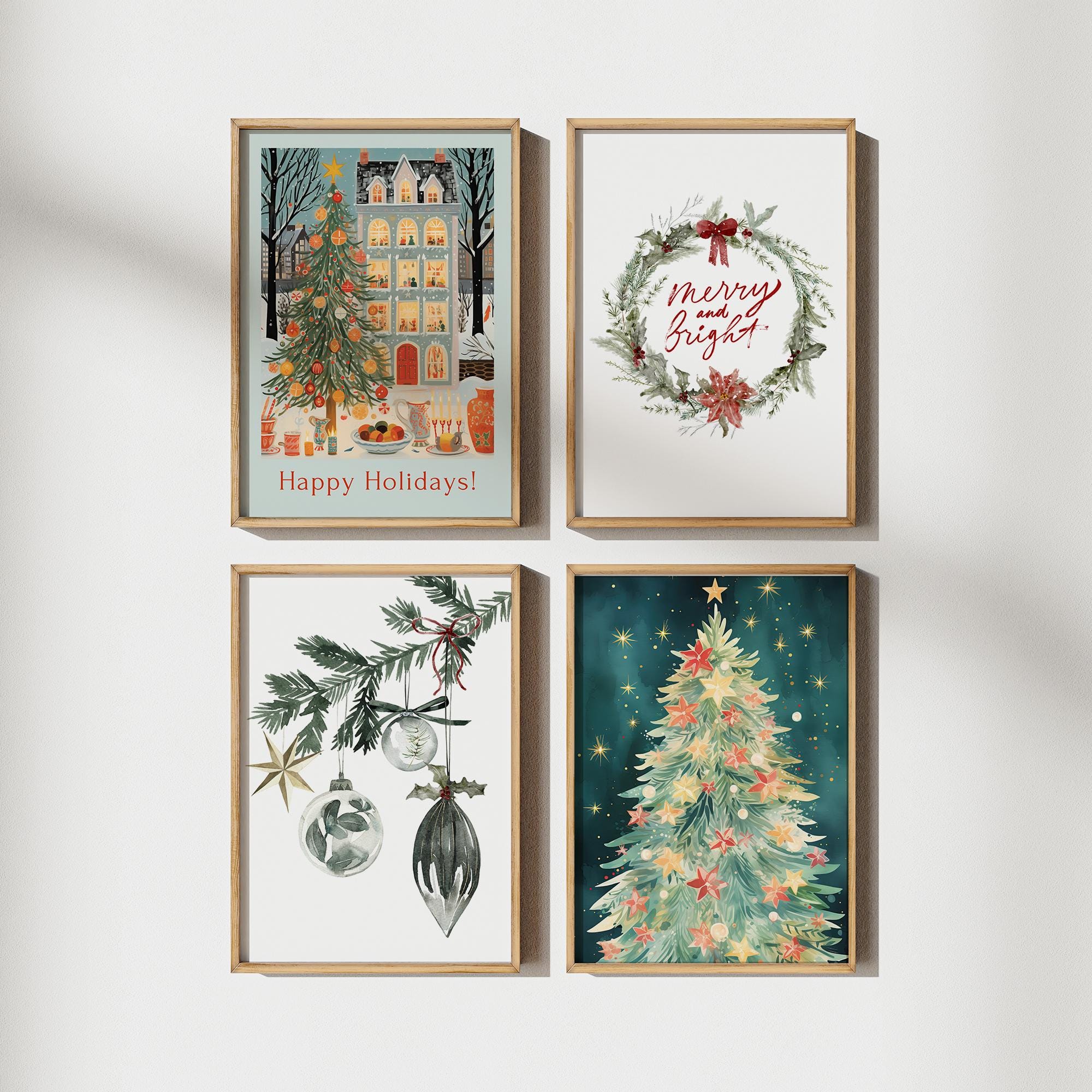 Christmas Watercolor Print Set: Winter Gallery Wall Art (digital ...