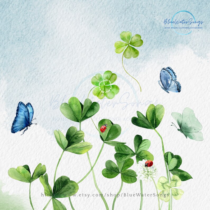 Four Leaf Clover Art Print Shamrock Watercolor Painting - Etsy