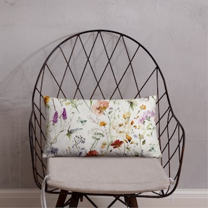 Watercolor Wildflowers Spring Summer Pillow Cover, Colorful Flower ...