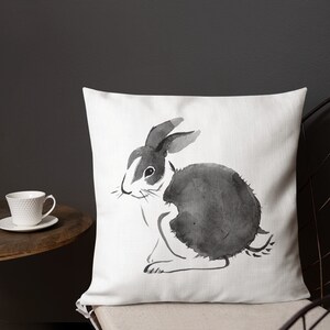 Watercolor Black and White Rabbit Pillow Cover, Year of the Rabbit ...