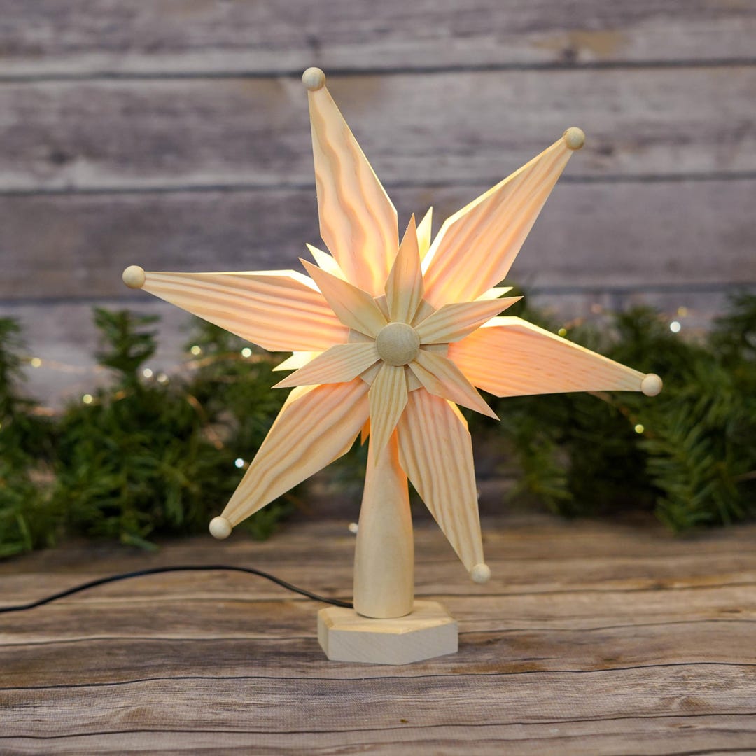 Tree Topper - Electric Natural Wood Star - Etsy