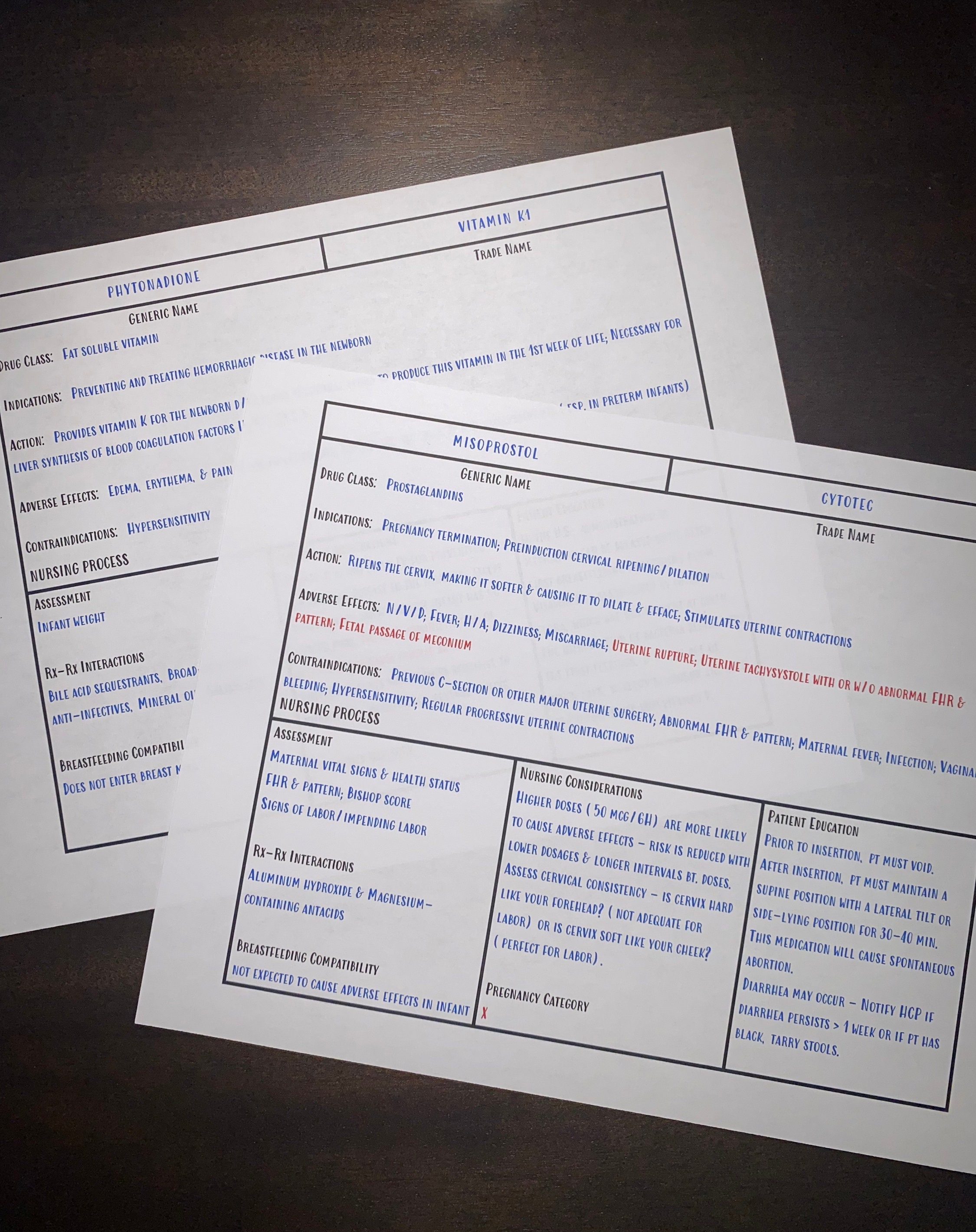 30 OB Nursing Pharmacology Drug Cards, Printable Blank Drug Card ...
