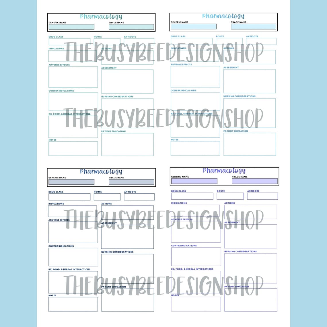 Printable Nursing Pharmacology Drug Card Template, Blank Med Card Word ...