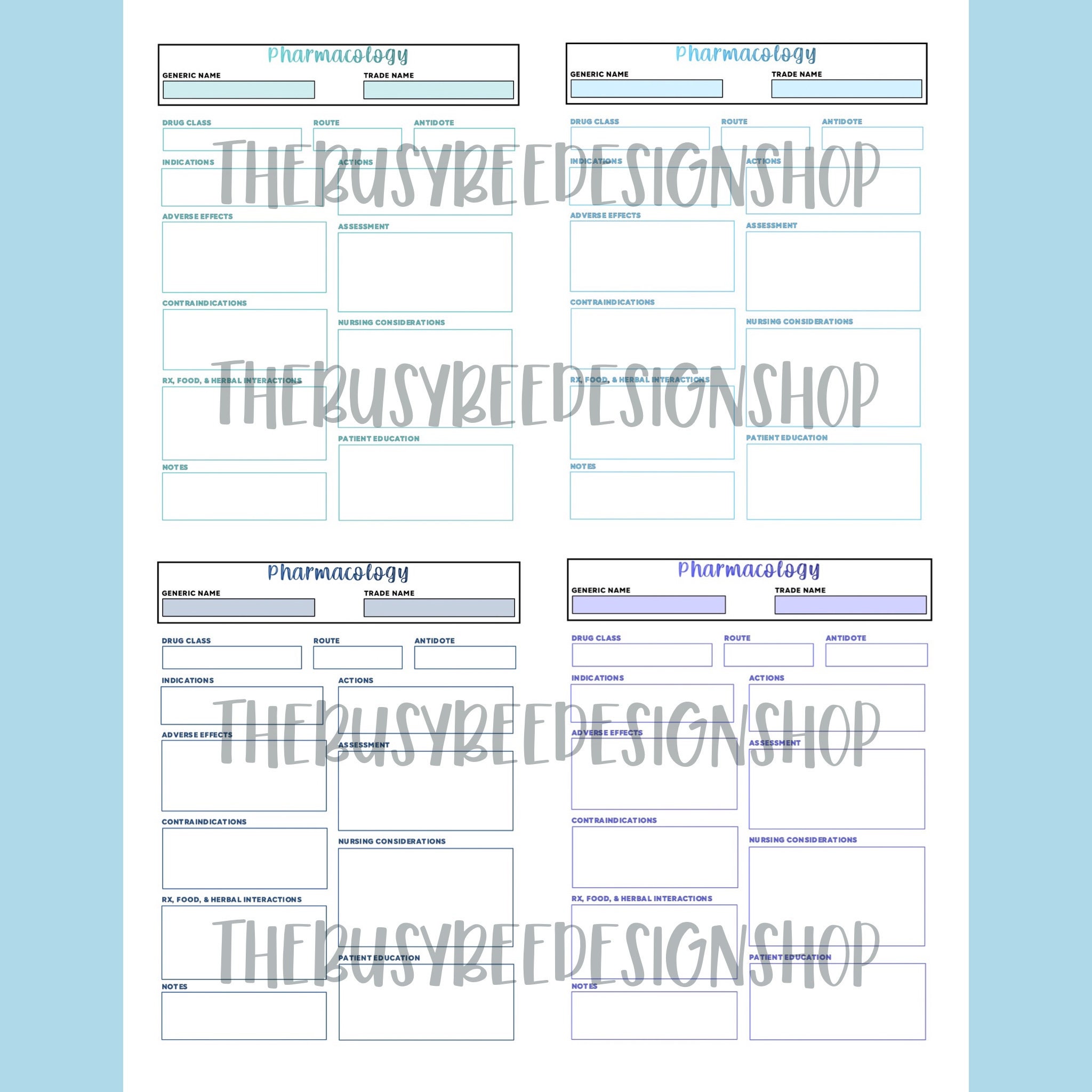 Sample Nursing Drug Cards Blank