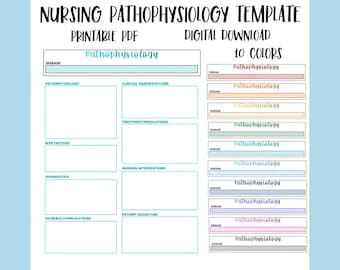 Printable Nursing Student Pathophysiology Template / Disease & Patho ...