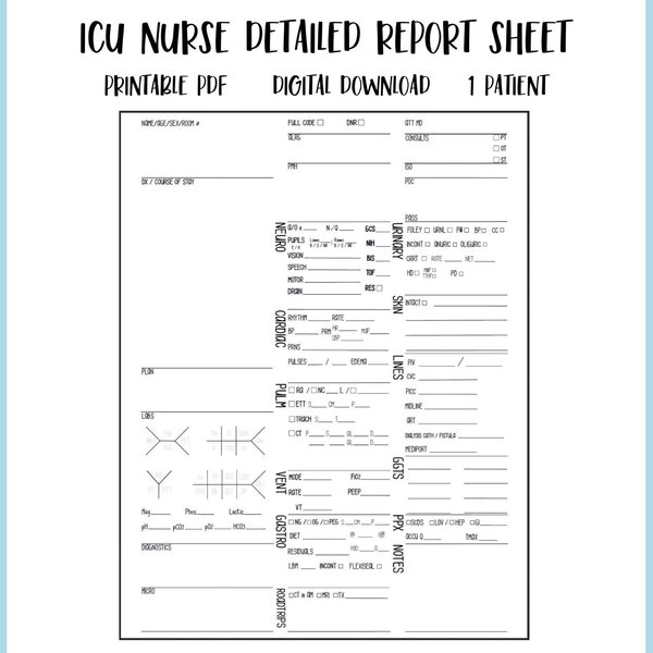 Nurse Rounding Sheet - Etsy