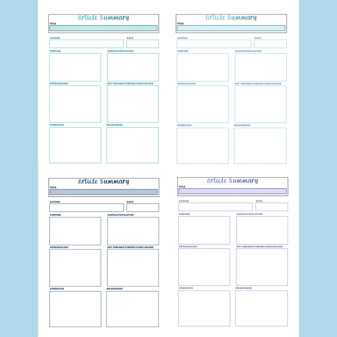 Printable Article Summary Template College Research Pdf Digital