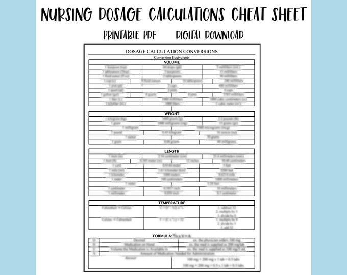 Conversions for Nurses // Nursing Conversions // Conversion - Etsy