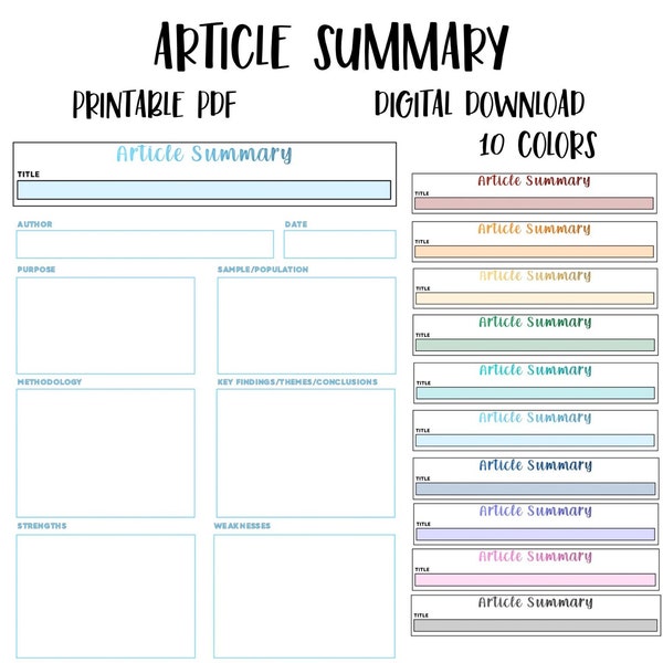 Article Review Template - Etsy