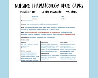 Drug Study Cards - Etsy