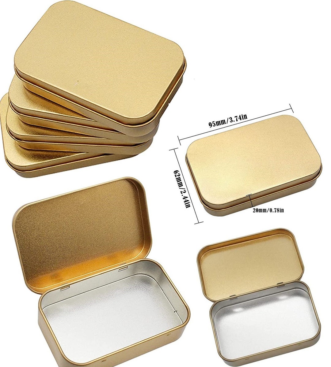 Gold Metal Hinged Tins, Small Storage Container (set of 5) - Etsy UK