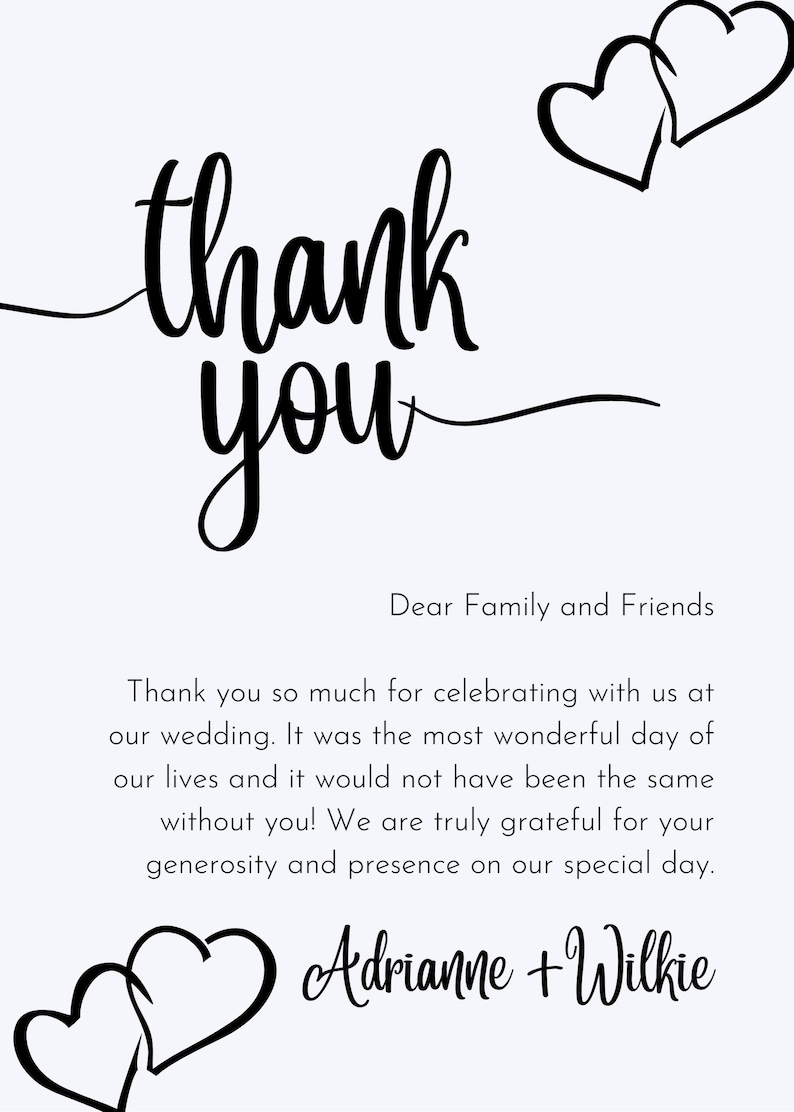 Editable Thank You Card Printable Cards Pdf Download - Etsy