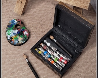 Dollhouse Miniature Artist Paint Box With Drawer Kit 1:12 Scale - Etsy