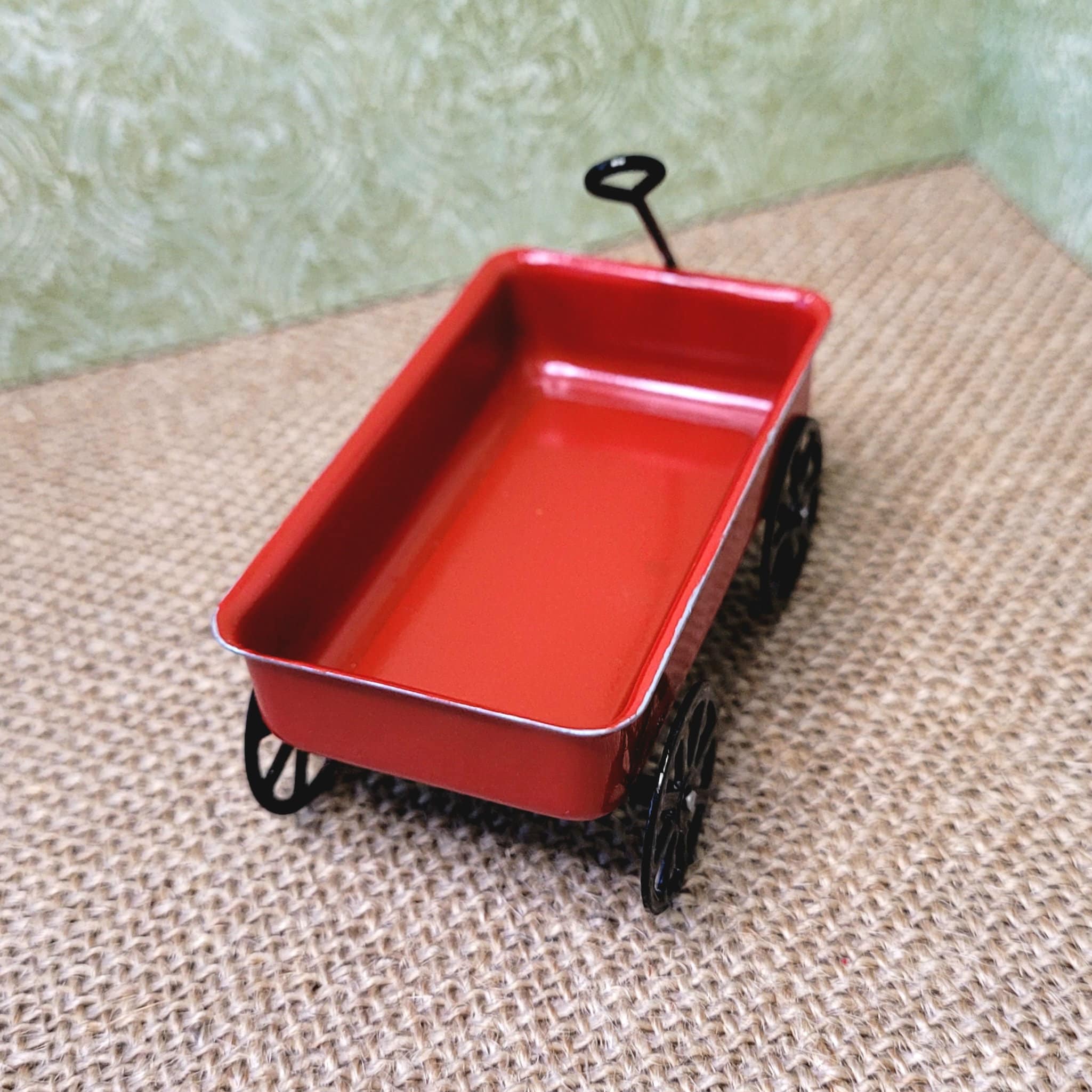 Miniature Red Metal Wagon - Vintage Style Dollhouse Accessory or Fairy ...