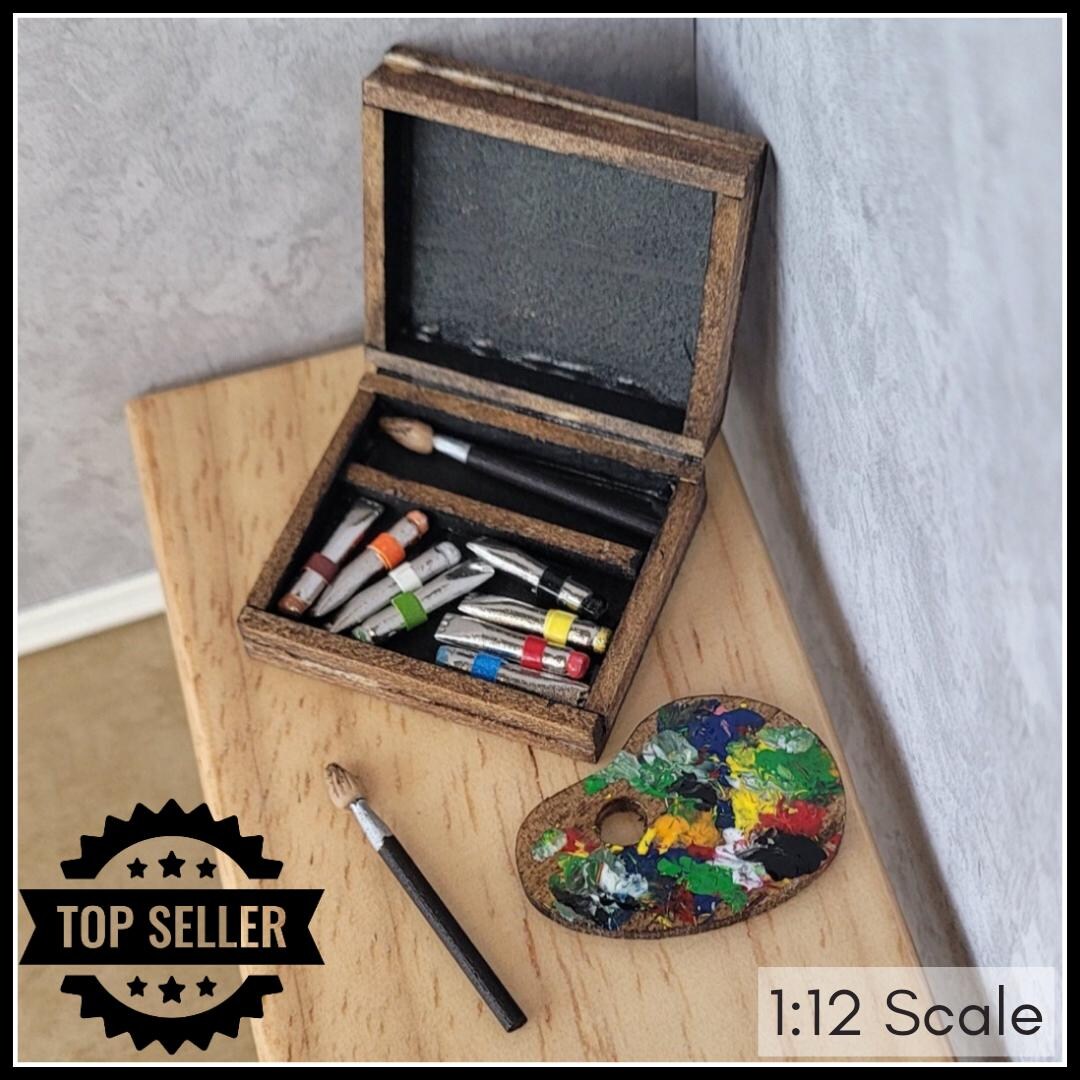 Hand Painted Miniature Art Set - 1:12 Scale Dollhouse Artist Tool Case ...
