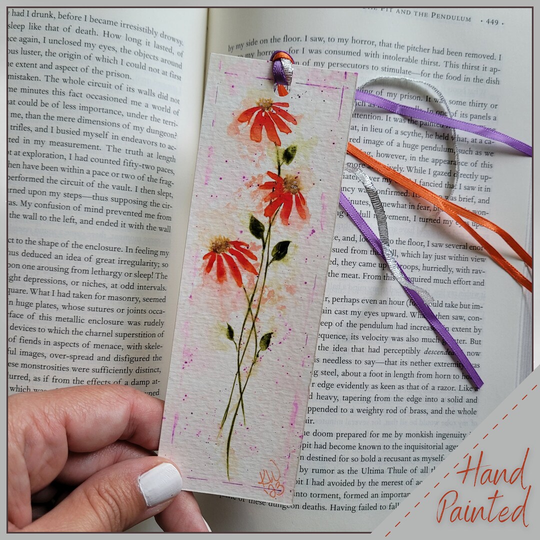 Cute Bookmark Original Watercolor Book Mark With Tassel Hand Painted ...
