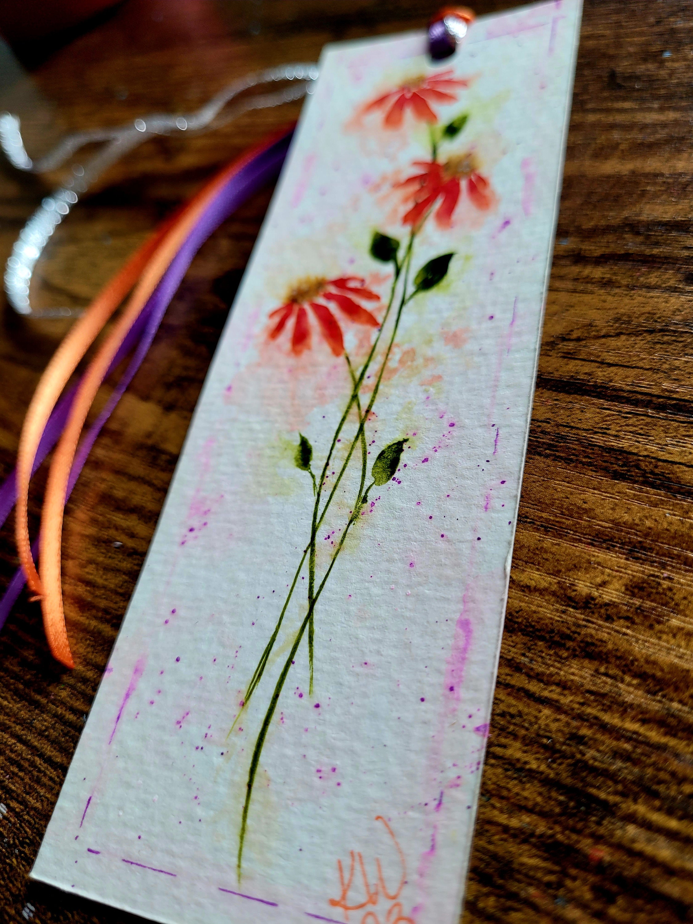 Cute Bookmark Original Watercolor Book Mark With Tassel Hand Painted ...