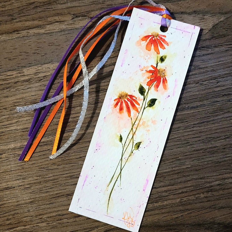 Cute Bookmark Original Watercolor Book Mark With Tassel Hand Painted ...