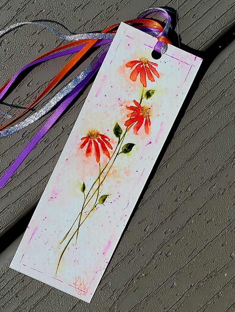 Cute Bookmark Original Watercolor Book Mark With Tassel Hand Painted ...