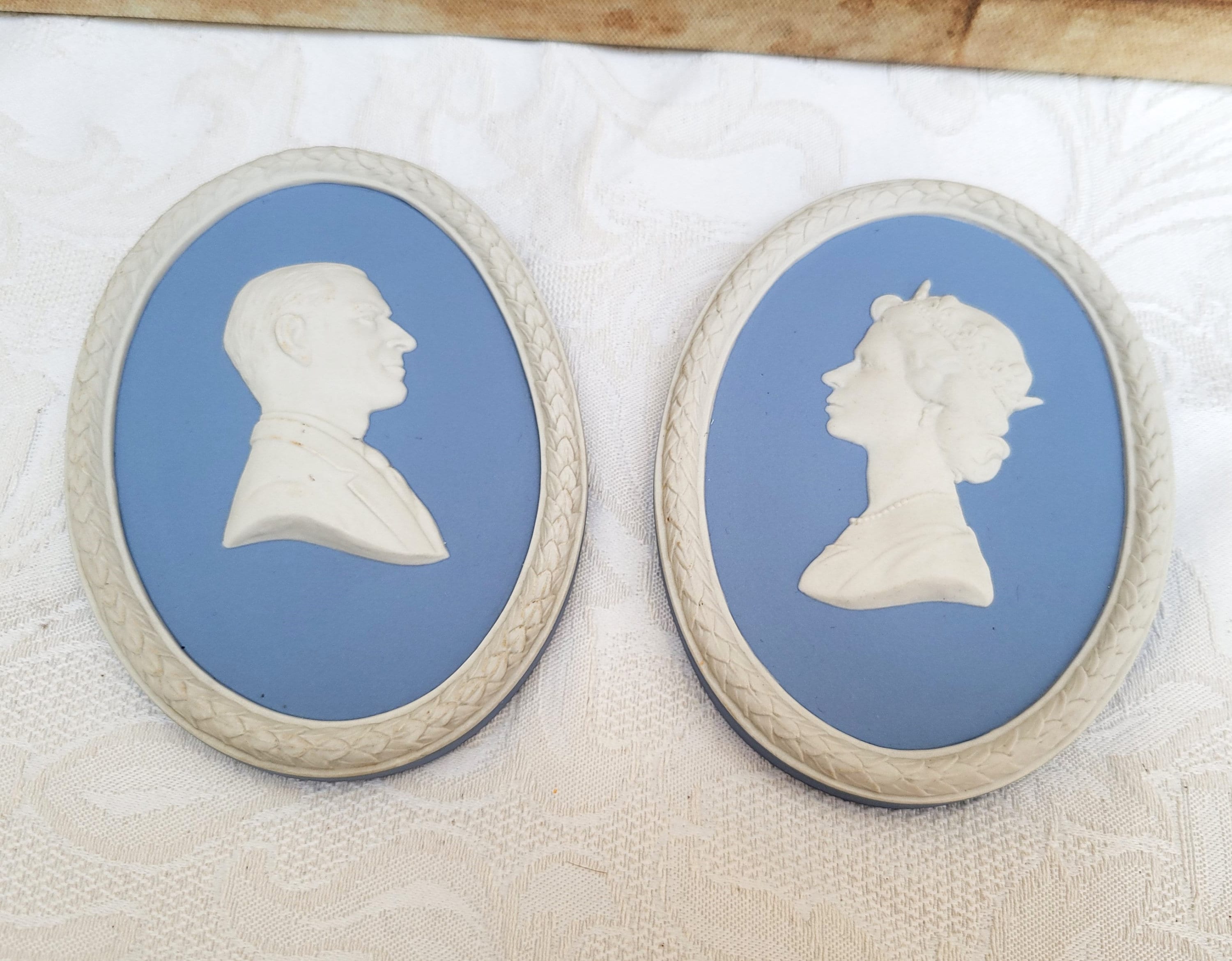 Wedgwood Portrait Medallions, Queen Elizabeth II, Duke of Edinburgh ...