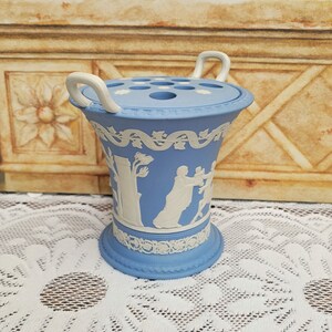 Wedgwood Blue Jasperware Handled Vase With Flower Frog, Centaur Chiron and Achilles, RARE - Etsy