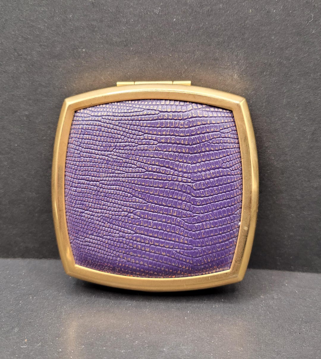 Stratton Powder Compact Faux Purple Snakeskin, Goldtone Cosmetic Case ...