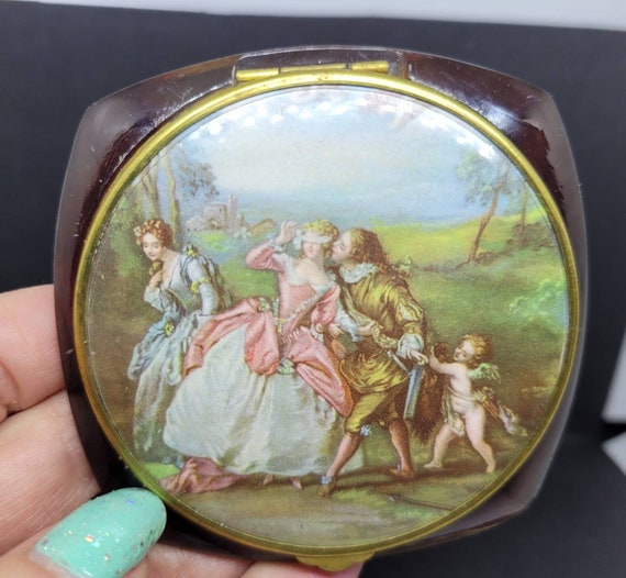 Powder Compact French Bakelite Celluloid,1930s Blind … - Gem