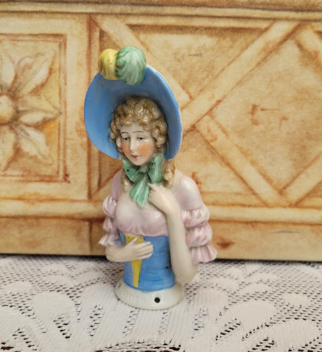 Art Deco Crinoline Lady Half Doll, German Porcelain Pin Cushion Doll ...