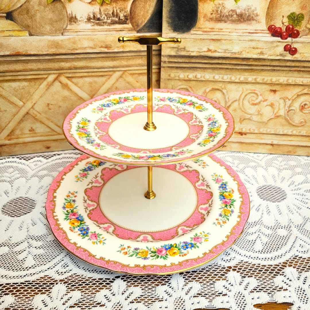 Crown Staffordshire Lyric Tunis Cake Stand: Pink Floral Afternoon Tea ...