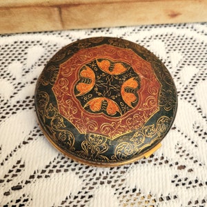 Vintage Italian Leather Powder Compact by Brevettato, Tooled Leather ...