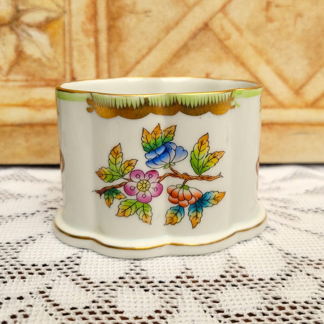 Vintage Herend Queen Victoria Porcelain Toothpick Holder, Match Holder ...