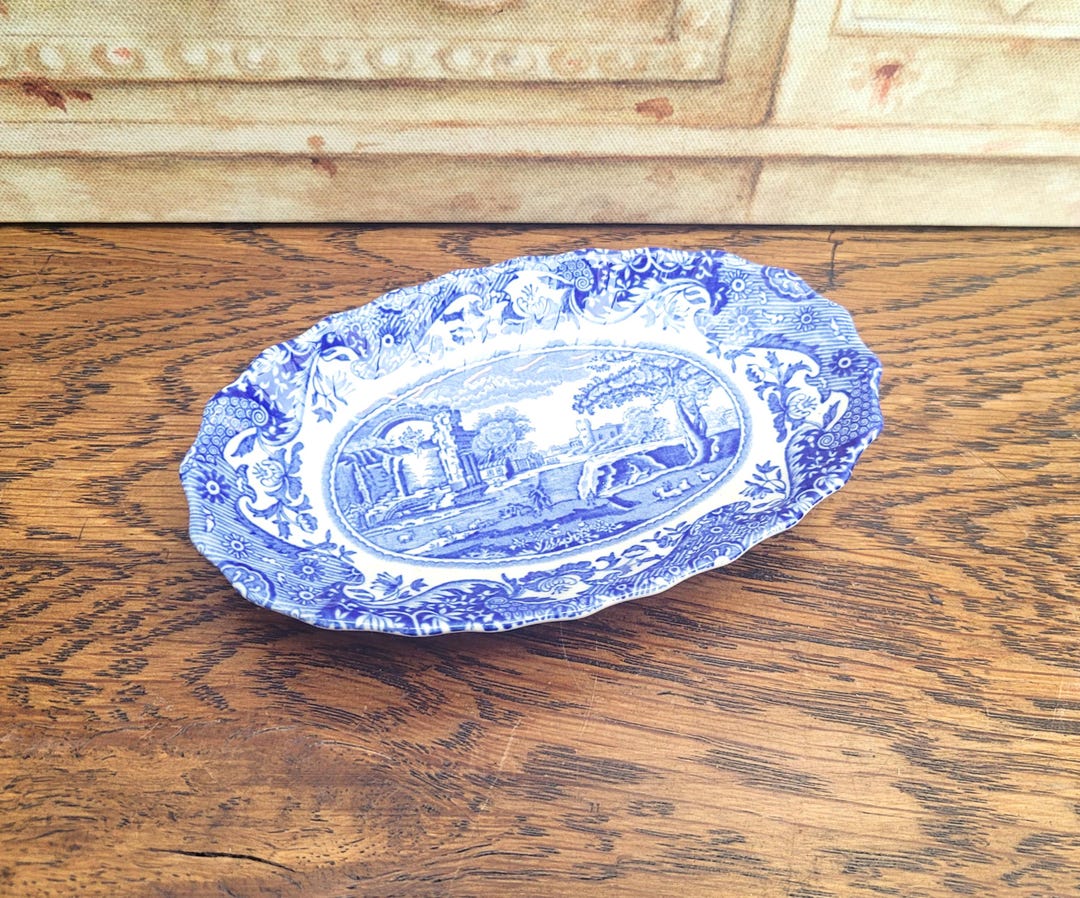 Spode Blue Italian Miniature Oval Tray, Trinket Dish, Mint Tray, Made ...