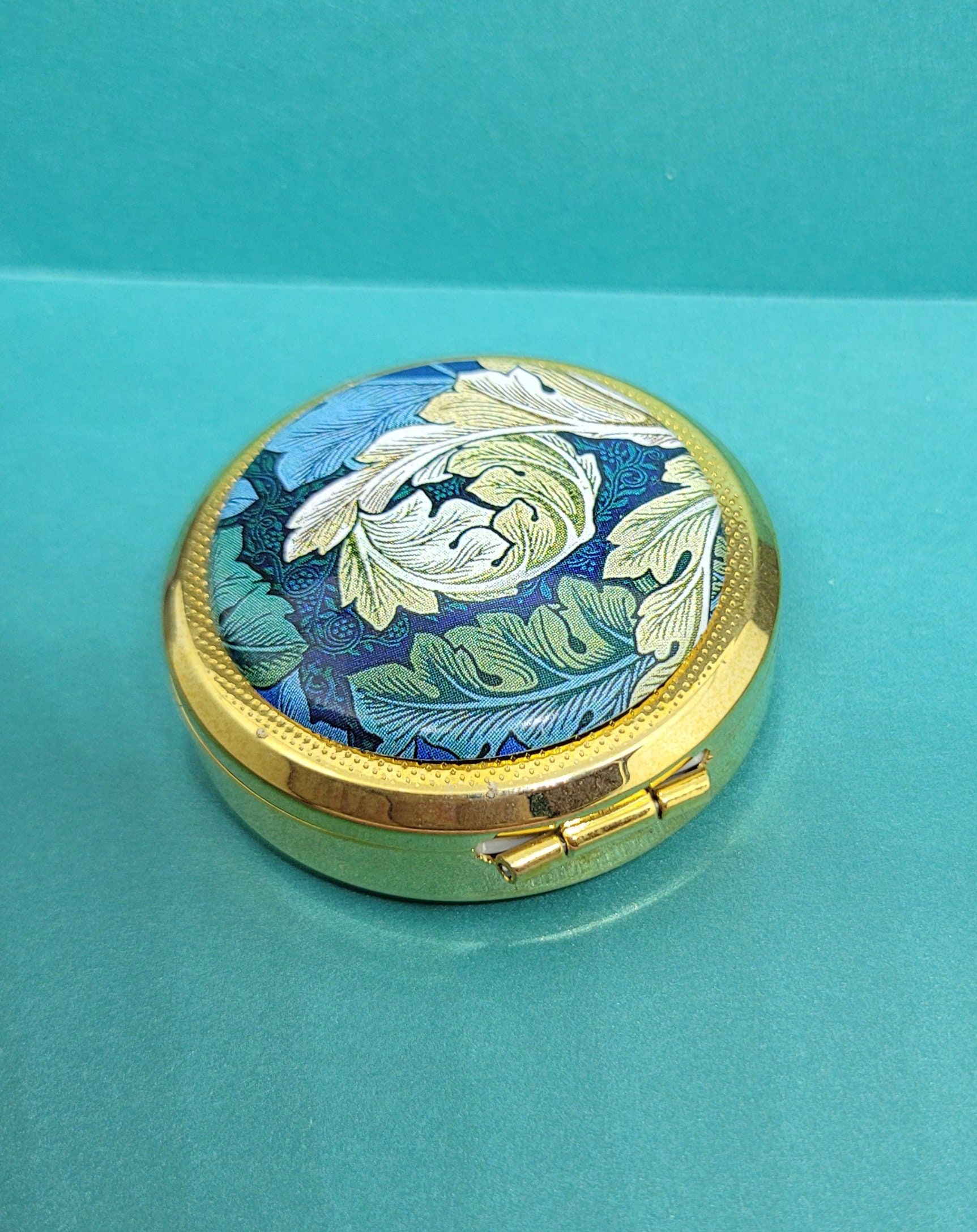 Stratton Pill Box William Morris Acanthus Design Goldtone - Etsy Australia