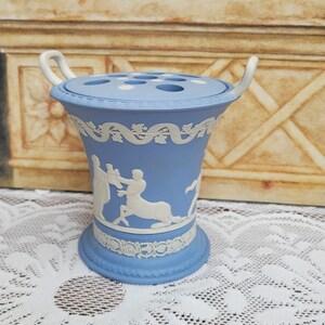Wedgwood Blue Jasperware Handled Vase With Flower Frog, Centaur Chiron and Achilles, RARE - Etsy