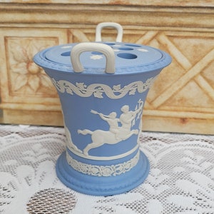 Wedgwood Blue Jasperware Handled Vase With Flower Frog, Centaur Chiron and Achilles, RARE - Etsy