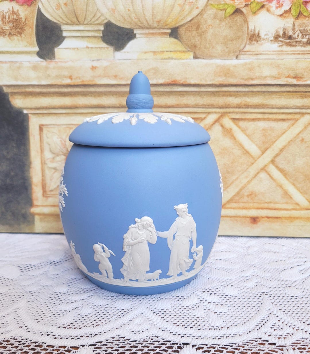 Wedgwood Blue Jasperware Large Sweet Candy Jar Acorn & Oak Leaf Lid - Etsy