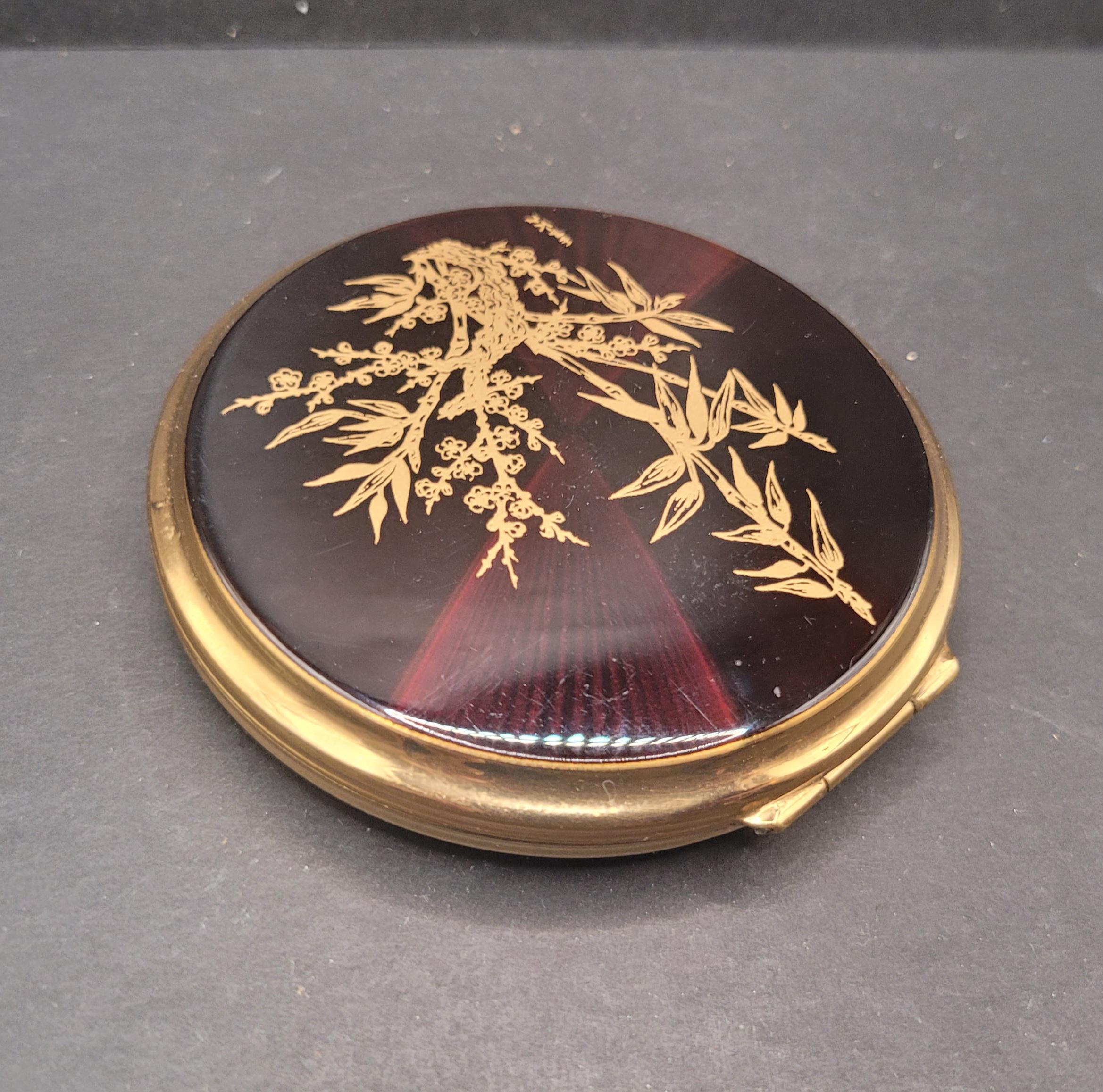 Stratton Convertible Powder Compact Bamboo & Blossom, Bronze Enamel ...