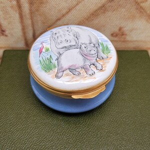 Crummles English Enamels Trinket Box Hippopotanus Mother & Calf, Patch Box, Pill Box Boxed - Etsy